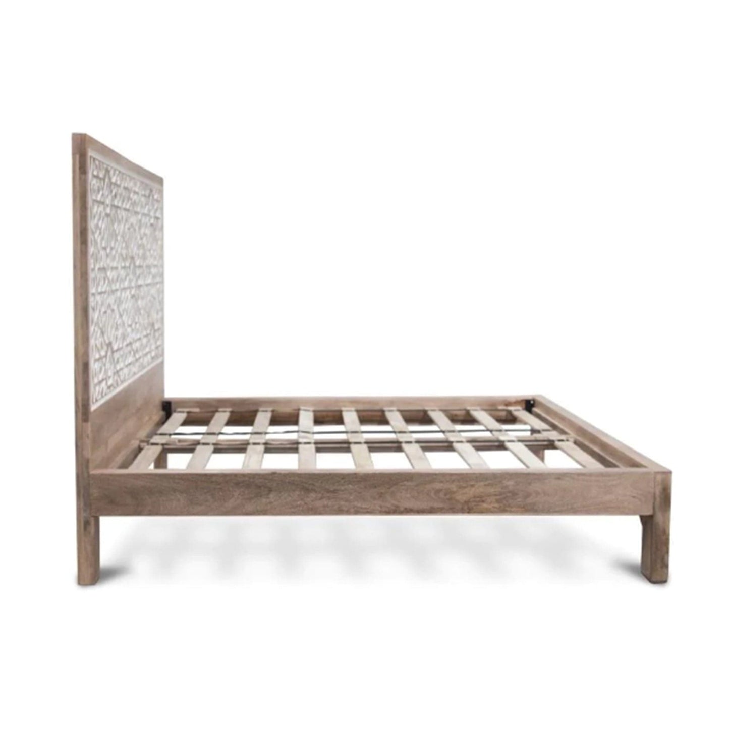 Haveli Geometric Carved Platform Bed – Haiku Designs